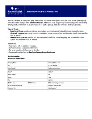 Fillable Online Employer Portal User Access Form. Employer Portal User Access Form Fax Email ...
