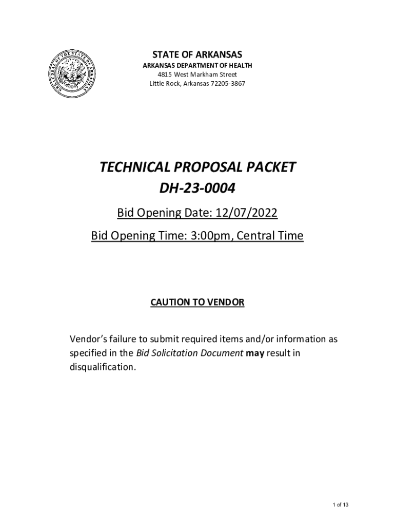 Fillable Online TECHNICAL PROPOSAL PACKET DH-23-0004 Fax Email Print ...