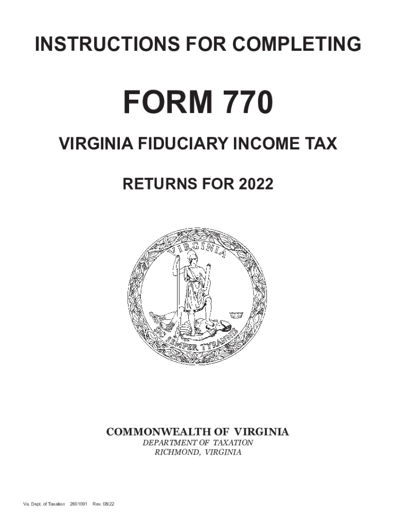 Fillable Online instructions for completing form 770 virginia fiduciary ...
