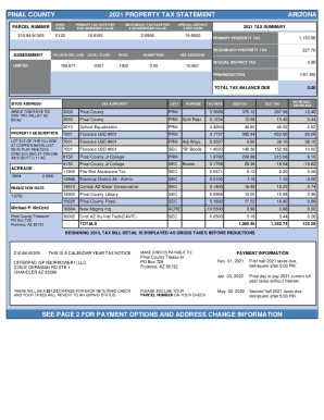 Fillable Online treasurer.pinalcountyaz.govParcelInquiryPINAL COUNTY ...