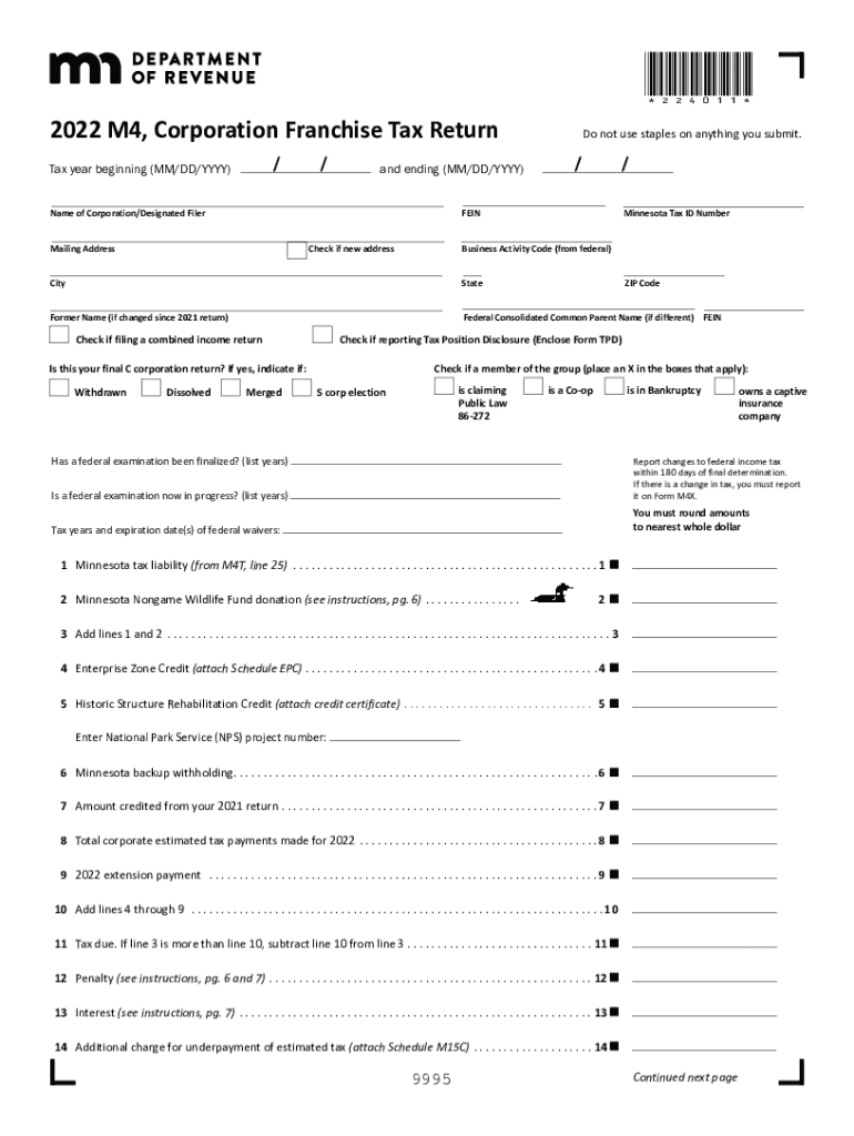 2022 Form MN DoR M4 Fill Online Printable Fillable Blank PdfFiller