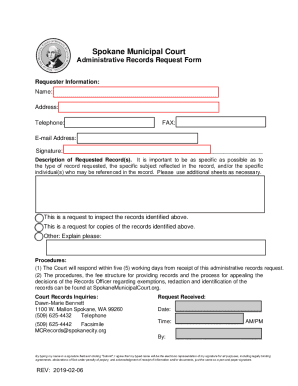 Fillable Online Request for Inspection - Administrative Records Fax ...