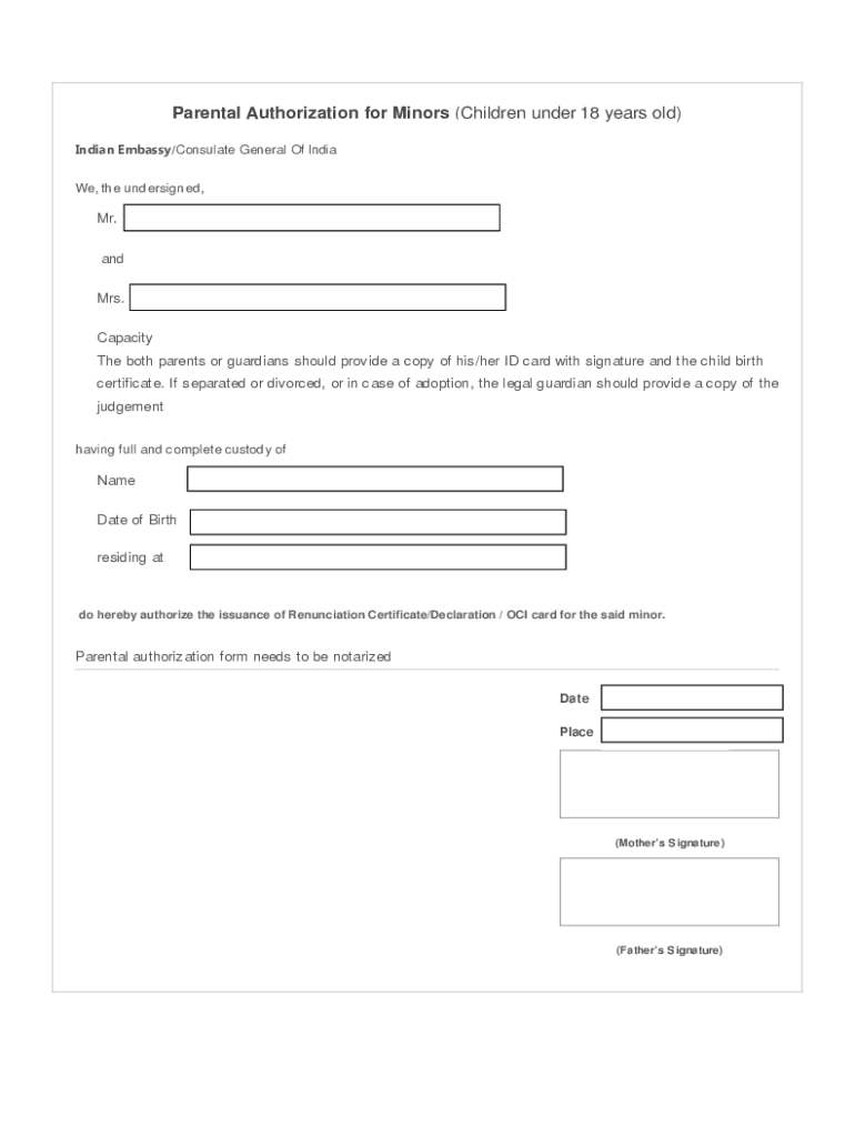 Fillable Online formspal.compdf-formsotherParental Authorization For ...