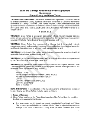 Fillable Online Litter and Garbage Abatement Services Agreement No ...