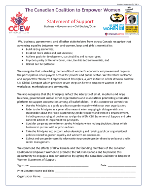 Fillable Online Advancing gender equality and empowering women and ...