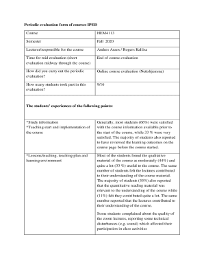 Fillable Online Periodic evaluation form of courses IPED - UiO Fax ...