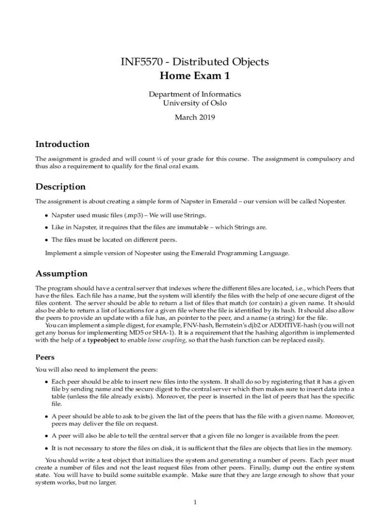 Fillable Online Inf5570 Distributed Objects Home Exam 1 Uio Fax Email Print Pdffiller