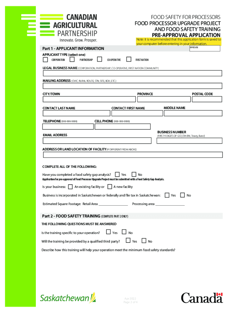 Fillable Online Food Safety for Processors, Food Processor Upgrade and ...