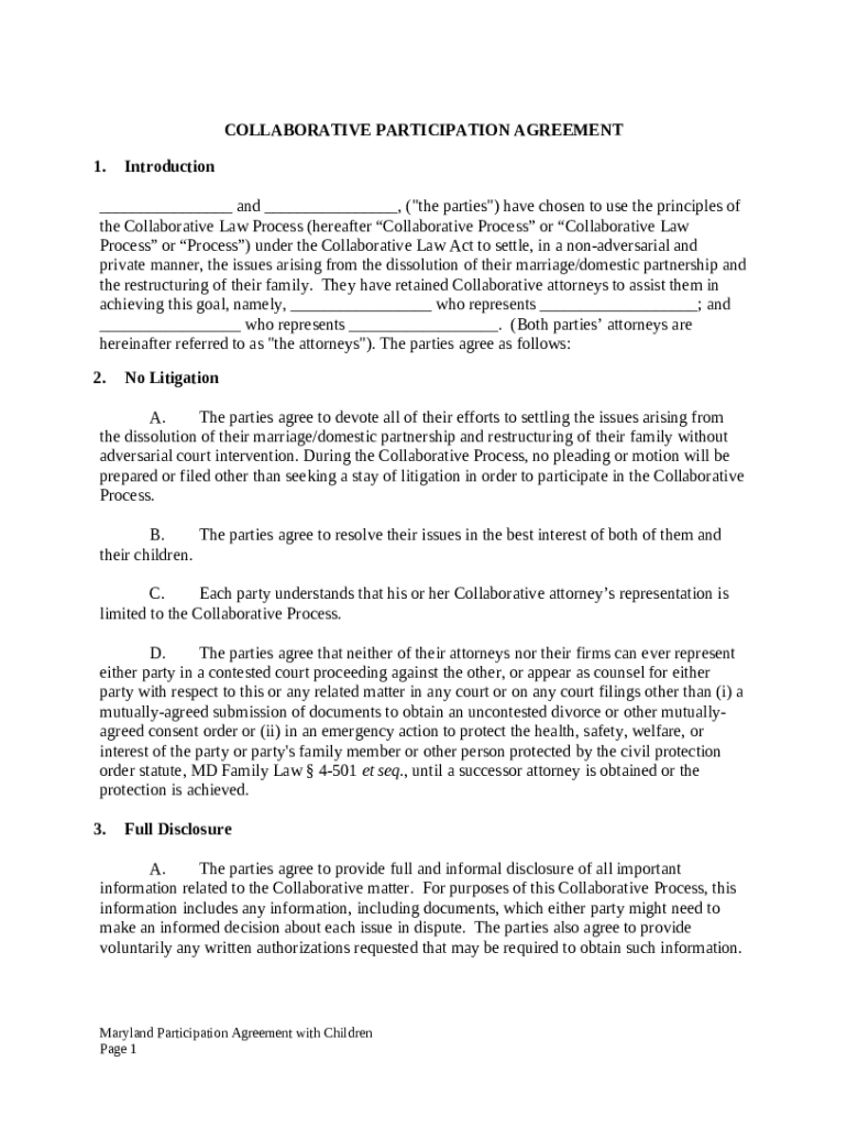 Collaborative Participation AgreementSAMPLE Doc Template | pdfFiller
