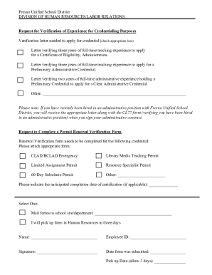 Fillable Online Request for Verification of Experience for Credentialing Purposes Fax Email ...
