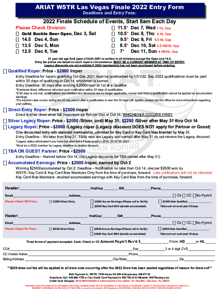 Fillable Online Finale ScheduleWorld Series of Team Roping Fax Email ...