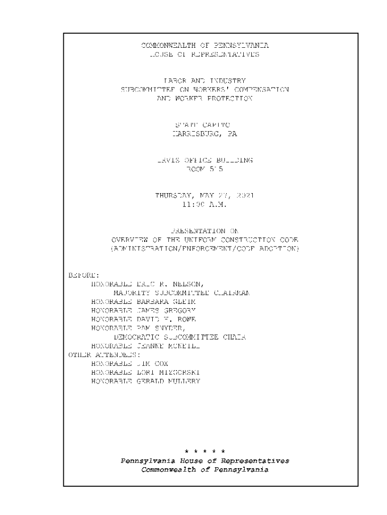 Fillable Online 1 COMMONWEALTH OF PENNSYLVANIA - legis.state.pa.us Fax ...