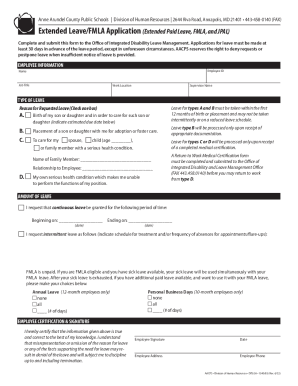 Fillable Online Extended Leave/FMLA Application (Extended Paid Leave ...