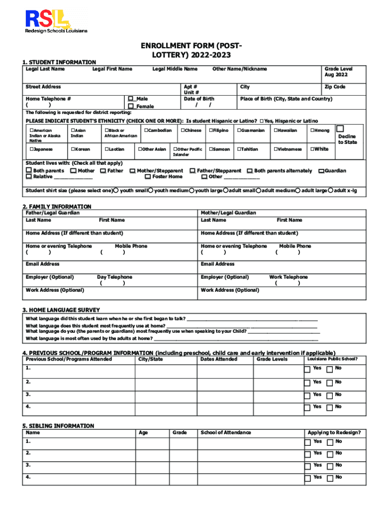 Fillable Online 14+ Student Enrollment Form Templates PDFDOC Fax Email ...