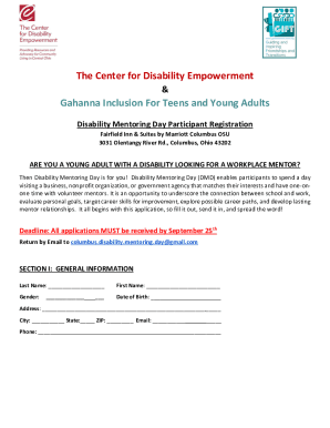 Fillable Online The Center for Disability Empowerment Gahanna Inclusion ...