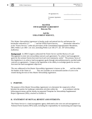 MASTER STEWARDSHIP AGREEMENT Between The And the USDA FOREST SERVICE ...