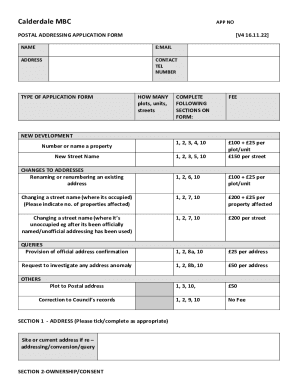 Fillable Online Aplication form for Postal Addressing (November 2022). Postal Addressing Fax ...