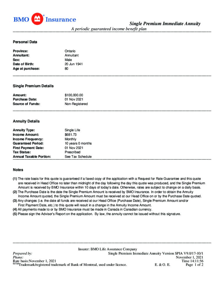 Fillable Online Sample Annuity Quote - LifeAnnuities.com Fax Email ...