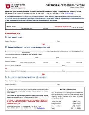 Fillable Online ELI FINANCIAL RESPONSIBILITY FORM July 7, 2 Fax Email Print - pdfFiller