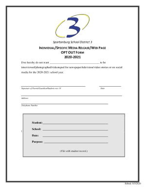 Fillable Online Student Media Release Opt-Out form - Google Docs Fax Email Print - pdfFiller