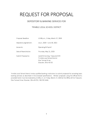 Fillable Online REQUEST FOR PROPOSAL BANKING/DEPOSITORY SERVICES RFP NO ...