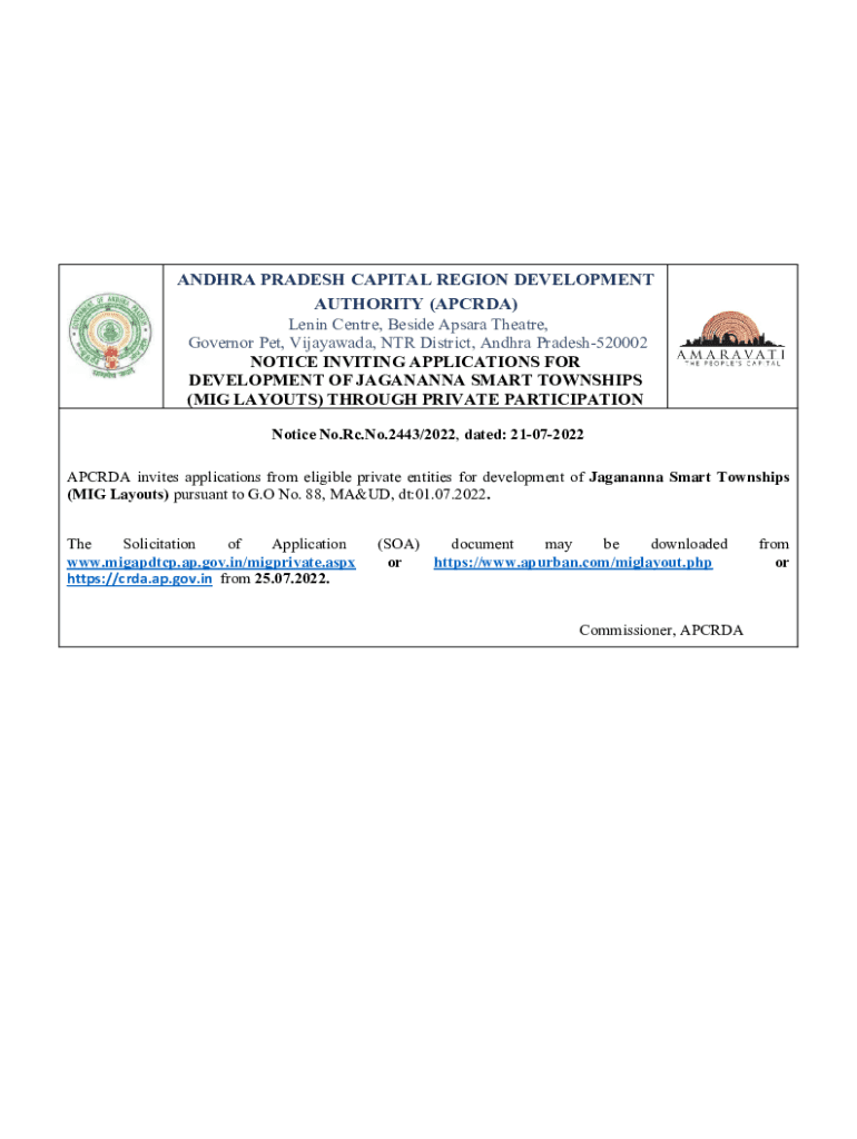 Fillable Online APCRDA:- Andhra Pradesh Capital Region Development ...