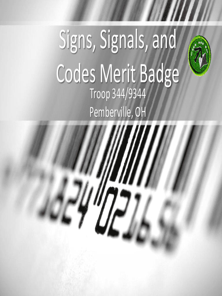 Fillable Online Signs Signals and Codes Merit Badge - Boy Scout Trail Fax Email Print - pdfFiller