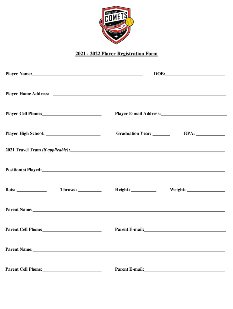 Fillable Online form.jotform.com2131181792221472022 Player Registration Form Fax Email Print ...