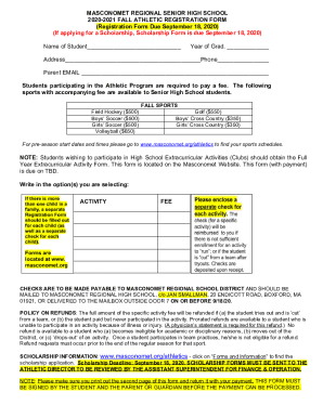 Fillable Online FALL 2020 Sports Registration Form.docx.pdf Fax Email ...