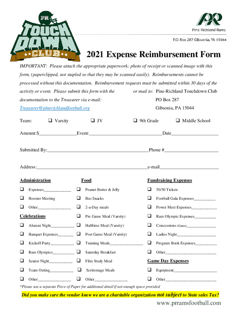 Fillable Online Expense Reimbursement Form - Betterteam Fax Email Print - pdfFiller