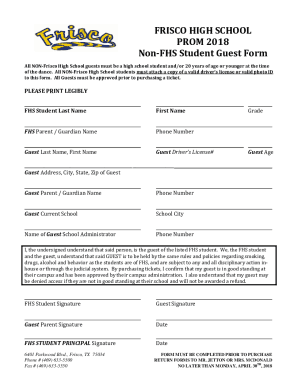 Fillable Online Fillable Online homecoming guest form 2018 - Frisco ISD ...