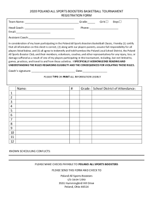 Fillable Online 20POLAND ALL SPORTS BOOSTERS BASKETBALL TOURNAMENT ...