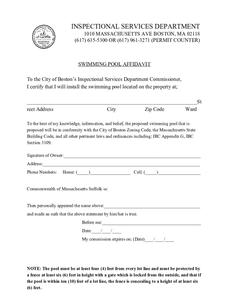 Fillable Online INSPECTIONAL SERVICES DEPARTMENT - Boston.gov Fax Email ...