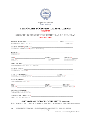 Fillable Online 2022 Temporary Food Service Application Spanish ...