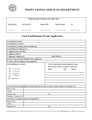 Fillable Online HEALTH INSPECTION PROCEDURES FOR APPLYING FOR A FOOD ...