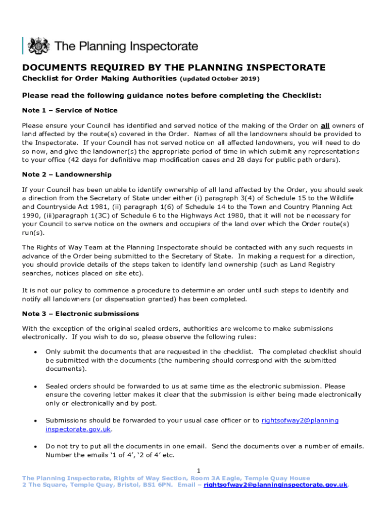 Fillable Online Documents required by the Planning Inspectorate: please read the ... Fax Email ...