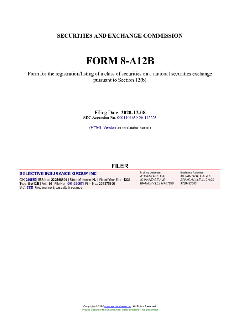 Fillable Online Form 8-A12B - SEC Fax Email Print - pdfFiller