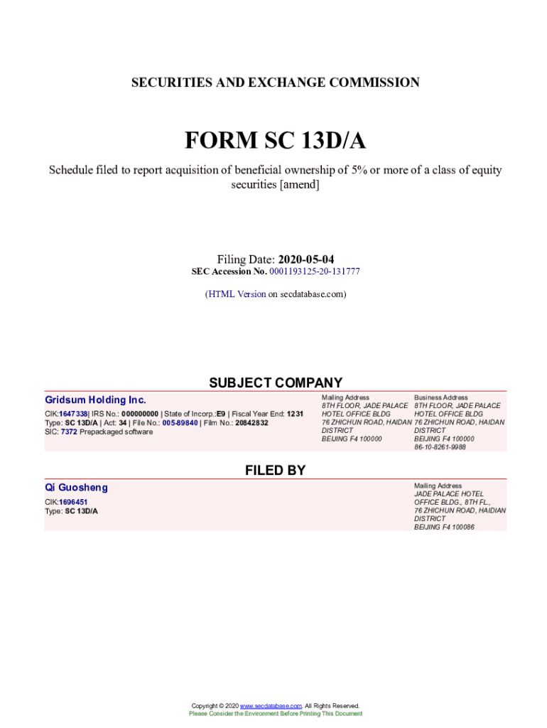 Fillable Online Schedule 13D: What It Is, How to File, Requirements ...
