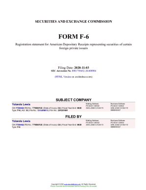 Fillable Online Appointment of Process Agent on SEC Form F-6 ...