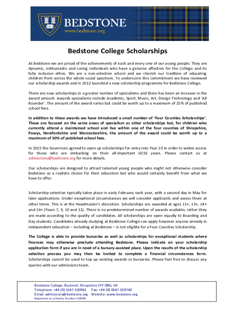Fillable Online Co-Educational Independent Day and Boarding School - Bedstone College Fax Email ...