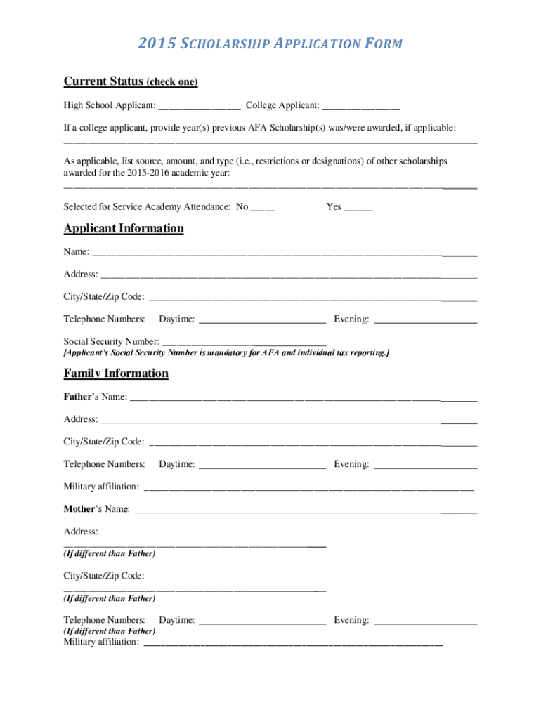 Fillable Online High School Scholarship Application - 11+ Examples, Format, PdfExamples Fax ...