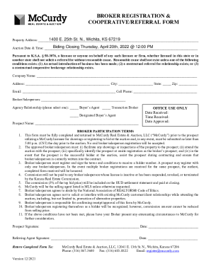 Fillable Online Real Estate - Broker Registration and Coop Form (12-21 ...