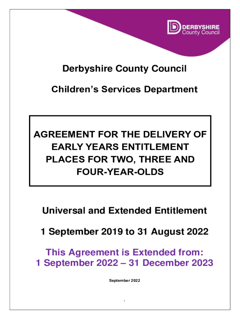 Fillable Online Agreement for the delivery of early years entitlement ...