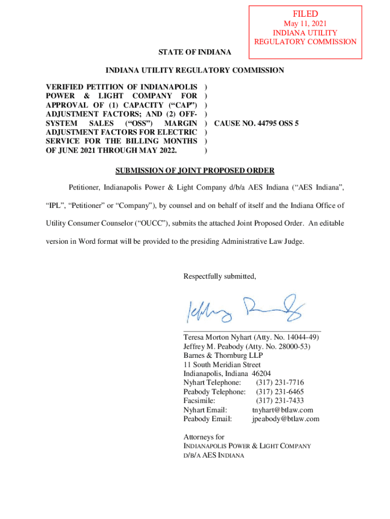 Fillable Online 44795OSS5AES INSubmission of Joint Proposed ...
