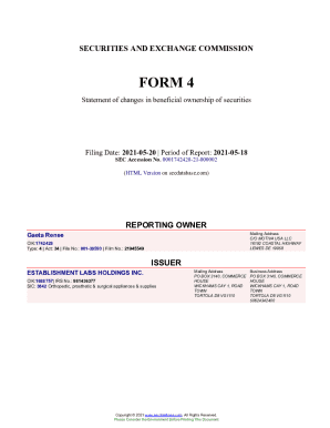 Fillable Online Gaeta Renee Form 4 Filed 2021-05-20. Accession Number ...