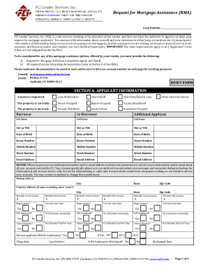 Fillable Online Request for Mortgage Assistance (RMA) Form - FormSwift ...