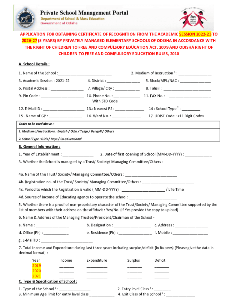 Fillable Online APPLICATION FOR OBTAINING CERTIFICATE OF RECOGNITION ...