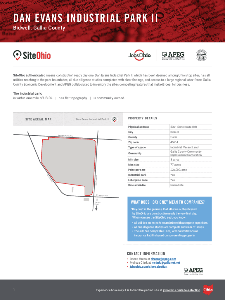Fillable Online Dan Evans Industrial Park of Ohio - Phase II Site Fax ...
