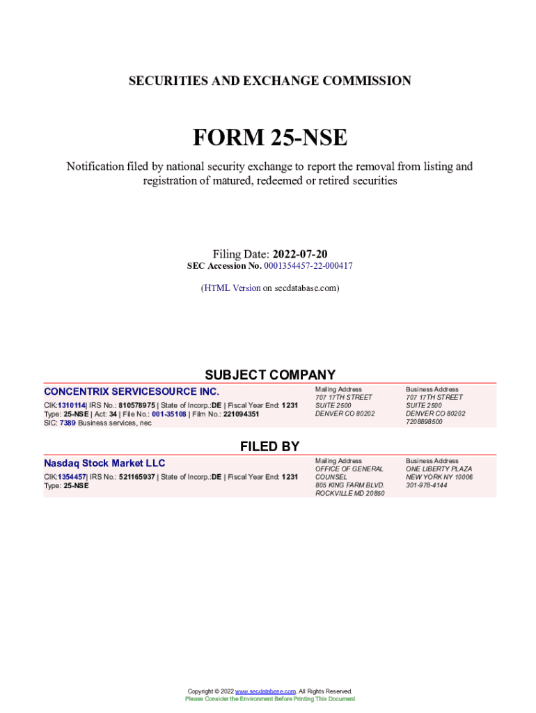 Fillable Online FORM 25-NSE - SECDatabase Fax Email Print - pdfFiller