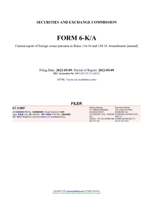 Fillable Online KT CORP Form 6-K/A Current Event Report Filed 2022-05 ...